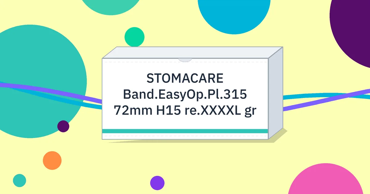 Symbolbild: Packung mit der Aufschrift STOMACARE Band.EasyOp.Pl.315 72mm H15 re.XXXXL gr (PZN 17905722) – Verfügbarkeit und Bezug in Apotheken in Frankfurt am Main