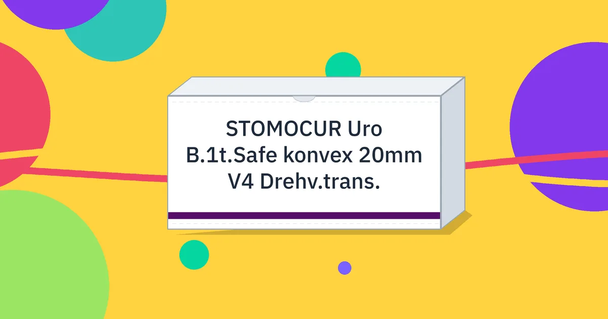 Symbolbild: Packung mit der Aufschrift STOMOCUR Uro B.1t.Safe konvex 20mm V4 Drehv.trans. (PZN 17553068) – Verfügbarkeit und Bezug in Apotheken in Frankfurt am Main