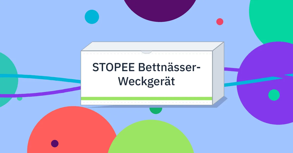 Symbolbild: Packung mit der Aufschrift STOPEE Bettnässer-Weckgerät (PZN 15400538) – Verfügbarkeit und Bezug in Apotheken in Frankfurt am Main