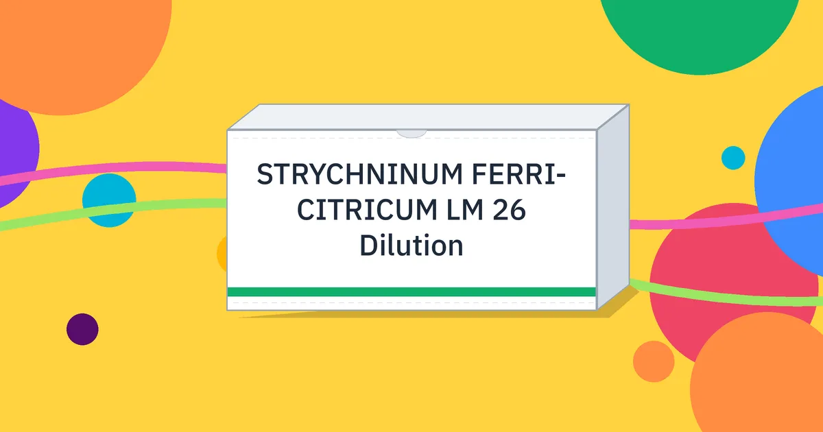 Symbolbild: Packung mit der Aufschrift STRYCHNINUM FERRI-CITRICUM LM 26 Dilution (PZN 13206418) – Verfügbarkeit und Bezug in Apotheken in Frankfurt am Main