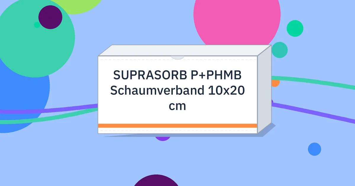 Symbolbild: Packung mit der Aufschrift SUPRASORB P+PHMB Schaumverband 10x20 cm (PZN 17311448) – Verfügbarkeit und Bezug in Apotheken in Frankfurt am Main