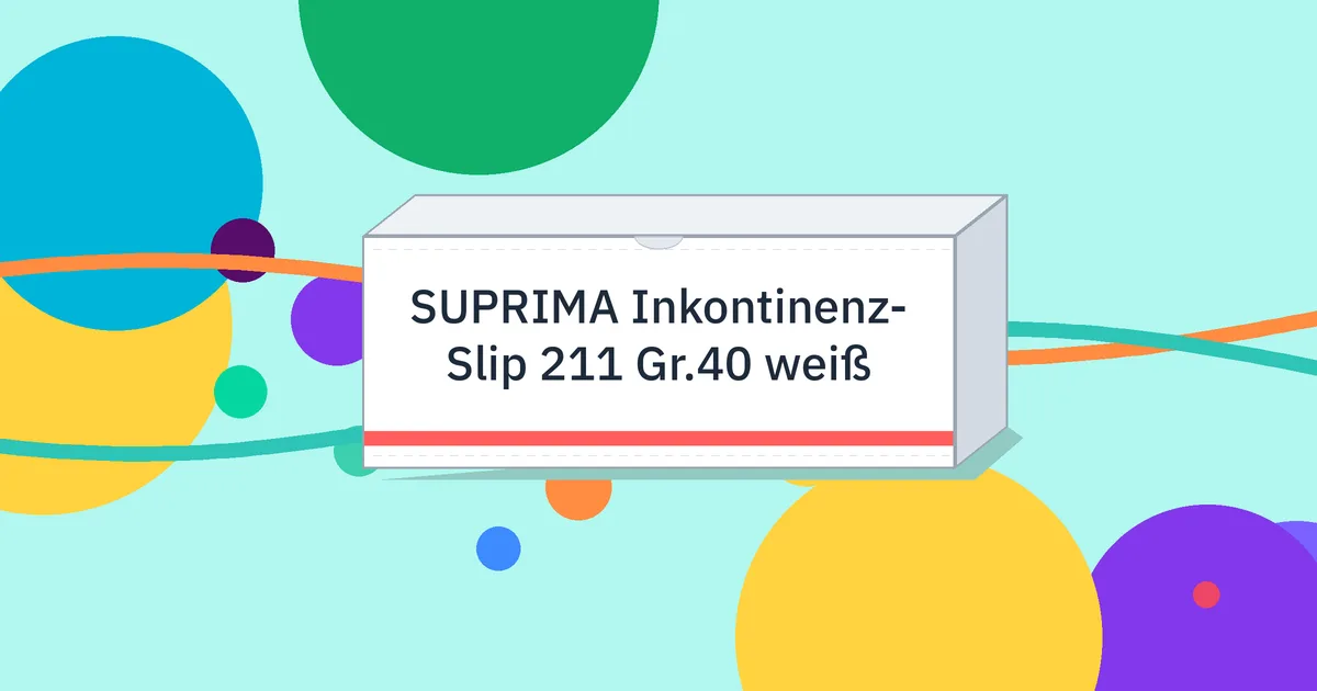 Symbolbild: Packung mit der Aufschrift SUPRIMA Inkontinenz-Slip 211 Gr.40 weiß (PZN 00710368) – Verfügbarkeit und Bezug in Apotheken in Frankfurt am Main