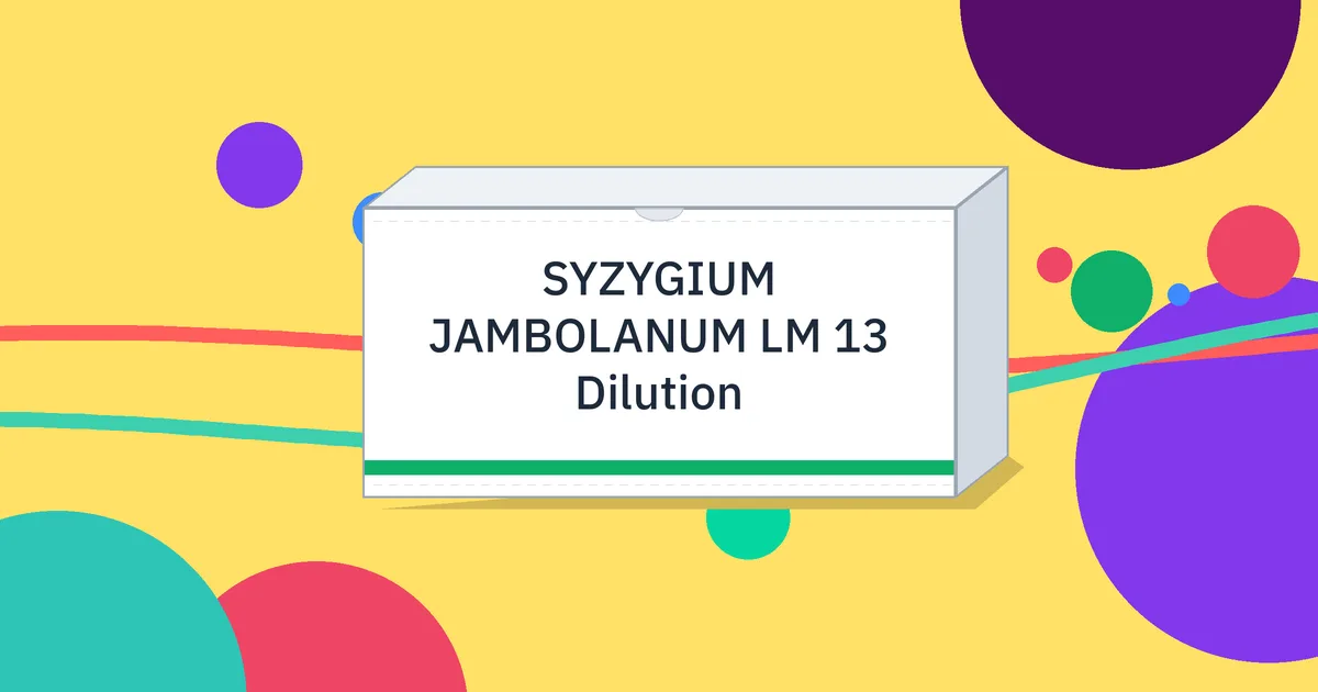 Symbolbild: Packung mit der Aufschrift SYZYGIUM JAMBOLANUM LM 13 Dilution (PZN 13212181) – Verfügbarkeit und Bezug in Apotheken in Frankfurt am Main