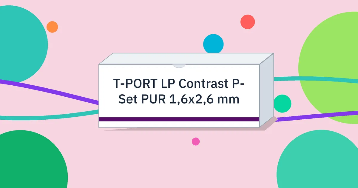 Symbolbild: Packung mit der Aufschrift T-PORT LP Contrast P-Set PUR 1,6x2,6 mm (PZN 17589095) – Verfügbarkeit und Bezug in Apotheken in Frankfurt am Main
