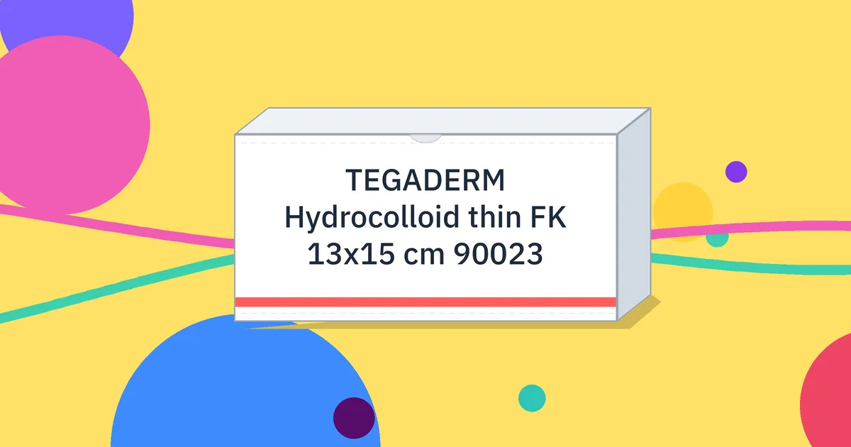 Symbolbild: Packung mit der Aufschrift TEGADERM Hydrocolloid thin FK 13x15 cm 90023 (PZN 06917484) – Verfügbarkeit und Bezug in Apotheken in Frankfurt am Main