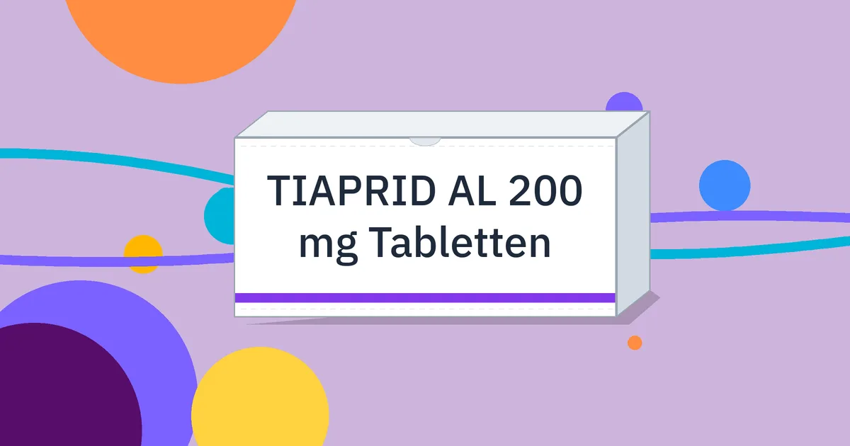 Symbolbild: Packung mit der Aufschrift TIAPRID AL 200 mg Tabletten (PZN 00800798) – Verfügbarkeit und Bezug in Apotheken in Frankfurt am Main