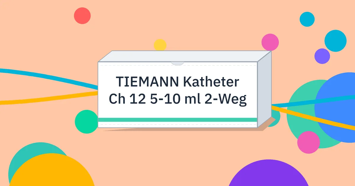 Symbolbild: Packung mit der Aufschrift TIEMANN Katheter Ch 12 5-10 ml 2-Weg (PZN 04366324) – Verfügbarkeit und Bezug in Apotheken in Frankfurt am Main