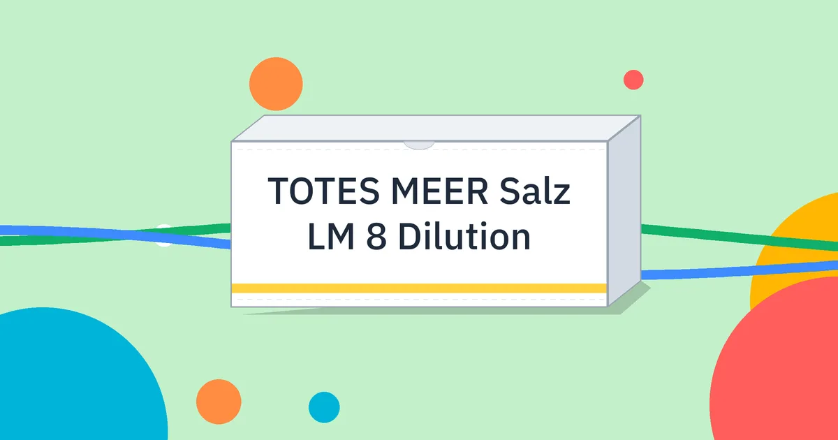 Symbolbild: Packung mit der Aufschrift TOTES MEER Salz LM 8 Dilution (PZN 13226125) – Verfügbarkeit und Bezug in Apotheken in Frankfurt am Main