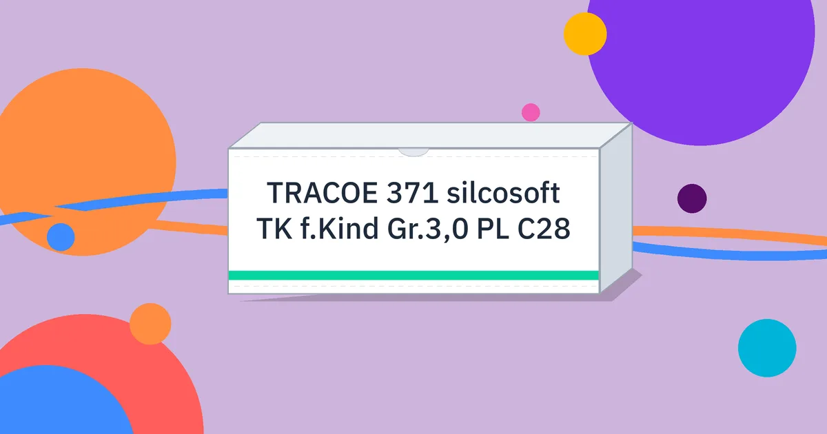Symbolbild: Packung mit der Aufschrift TRACOE 371 silcosoft TK f.Kind Gr.3,0 PL C28 (PZN 14315026) – Verfügbarkeit und Bezug in Apotheken in Frankfurt am Main