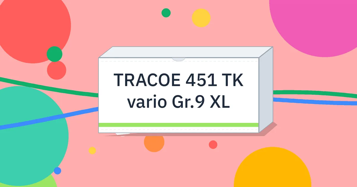 Symbolbild: Packung mit der Aufschrift TRACOE 451 TK vario Gr.9 XL (PZN 00347502) – Verfügbarkeit und Bezug in Apotheken in Frankfurt am Main