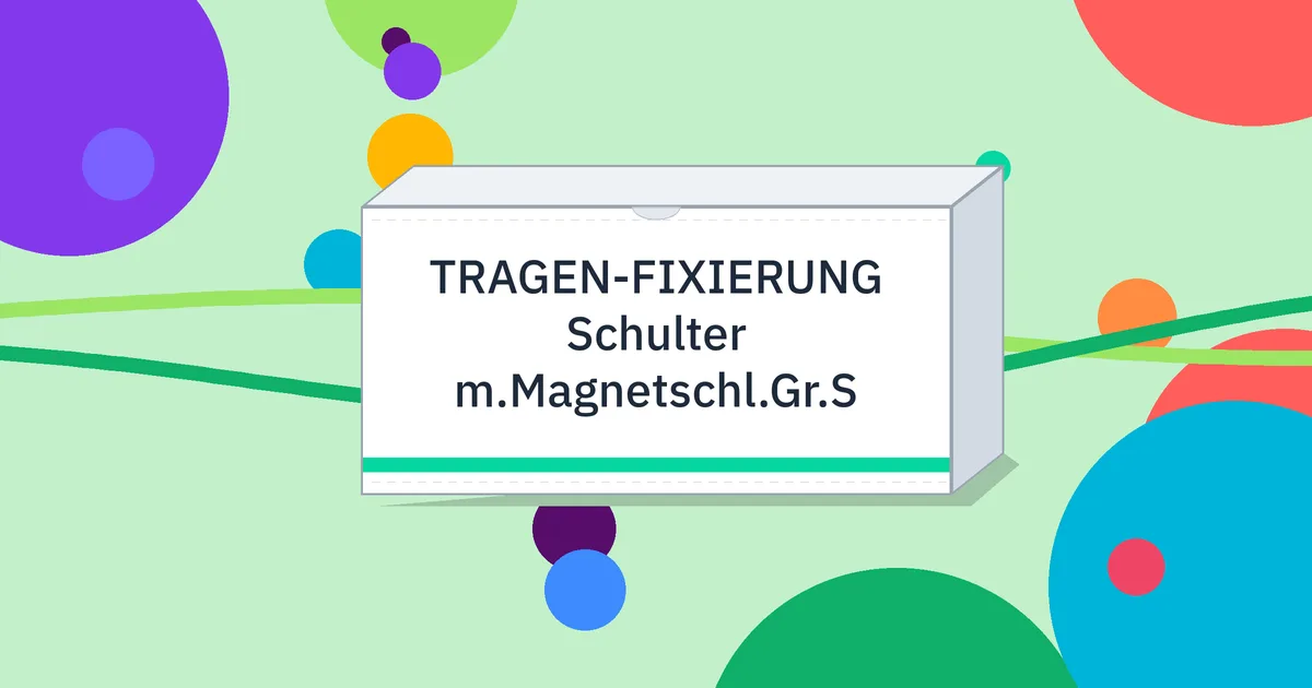 Symbolbild: Packung mit der Aufschrift TRAGEN-FIXIERUNG Schulter m.Magnetschl.Gr.S (PZN 14297972) – Verfügbarkeit und Bezug in Apotheken in Frankfurt am Main