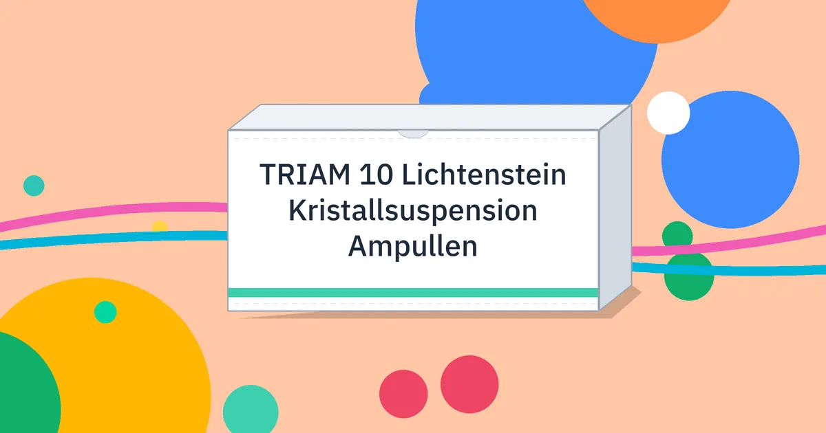 Symbolbild: Packung mit der Aufschrift TRIAM 10 Lichtenstein Kristallsuspension Ampullen (PZN 04692696) – Verfügbarkeit und Bezug in Apotheken in Frankfurt am Main