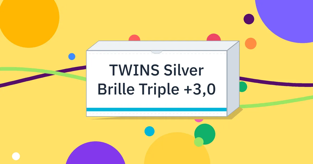 Symbolbild: Packung mit der Aufschrift TWINS Silver Brille Triple +3,0 (PZN 14041830) – Verfügbarkeit und Bezug in Apotheken in Frankfurt am Main