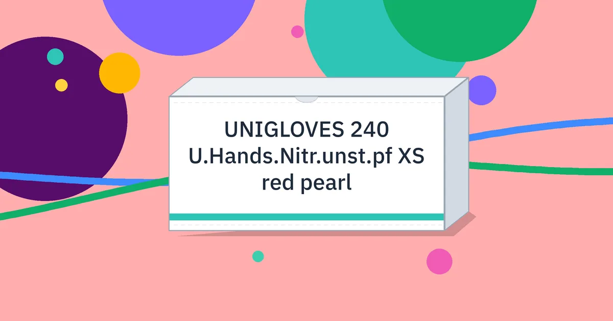Symbolbild: Packung mit der Aufschrift UNIGLOVES 240 U.Hands.Nitr.unst.pf XS red pearl (PZN 18102333) – Verfügbarkeit und Bezug in Apotheken in Frankfurt am Main