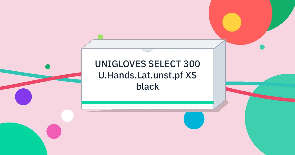 Symbolbild: Packung mit der Aufschrift UNIGLOVES SELECT 300 U.Hands.Lat.unst.pf XS black (PZN 18102474) – Verfügbarkeit und Bezug in Apotheken in Frankfurt am Main