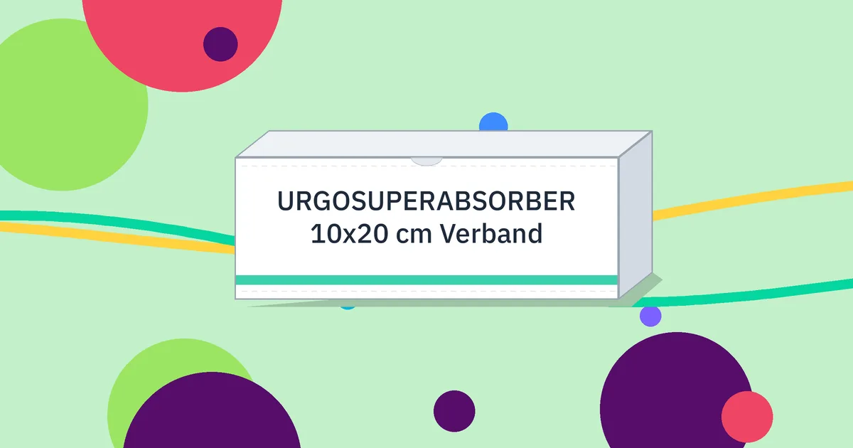 Symbolbild: Packung mit der Aufschrift URGOSUPERABSORBER 10x20 cm Verband (PZN 07110648) – Verfügbarkeit und Bezug in Apotheken in Frankfurt am Main