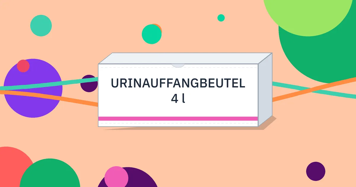 Symbolbild: Packung mit der Aufschrift URINAUFFANGBEUTEL 4 l (PZN 20548912) – Verfügbarkeit und Bezug in Apotheken in Frankfurt am Main