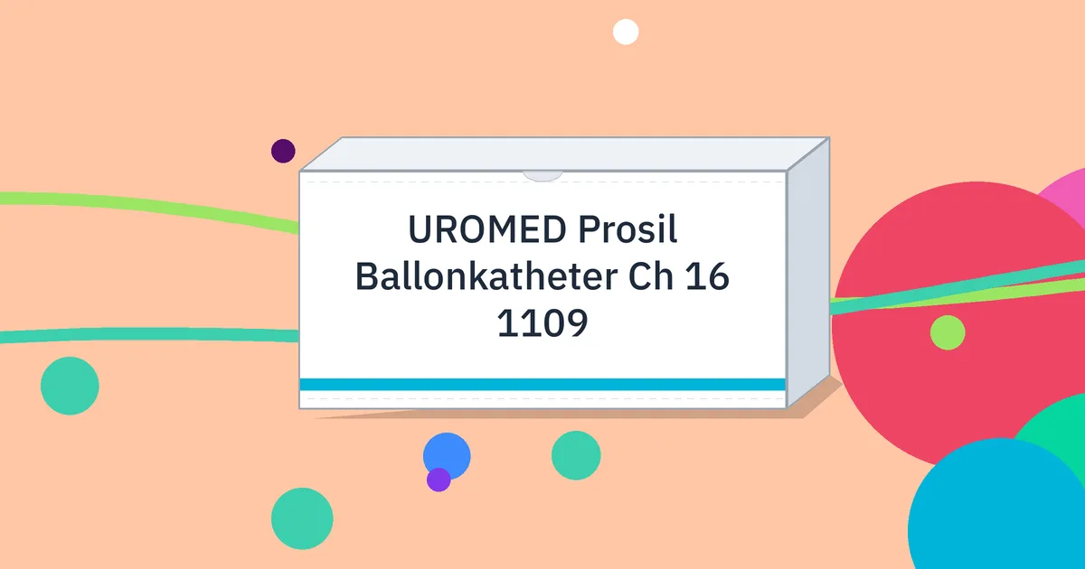 Symbolbild: Packung mit der Aufschrift UROMED Prosil Ballonkatheter Ch 16 1109 (PZN 05356026) – Verfügbarkeit und Bezug in Apotheken in Frankfurt am Main