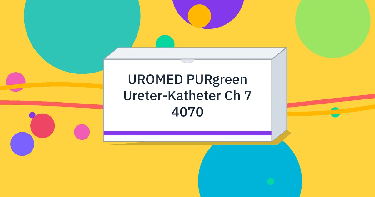 Symbolbild: Packung mit der Aufschrift UROMED PURgreen Ureter-Katheter Ch 7 4070 (PZN 01989591) – Verfügbarkeit und Bezug in Apotheken in Frankfurt am Main