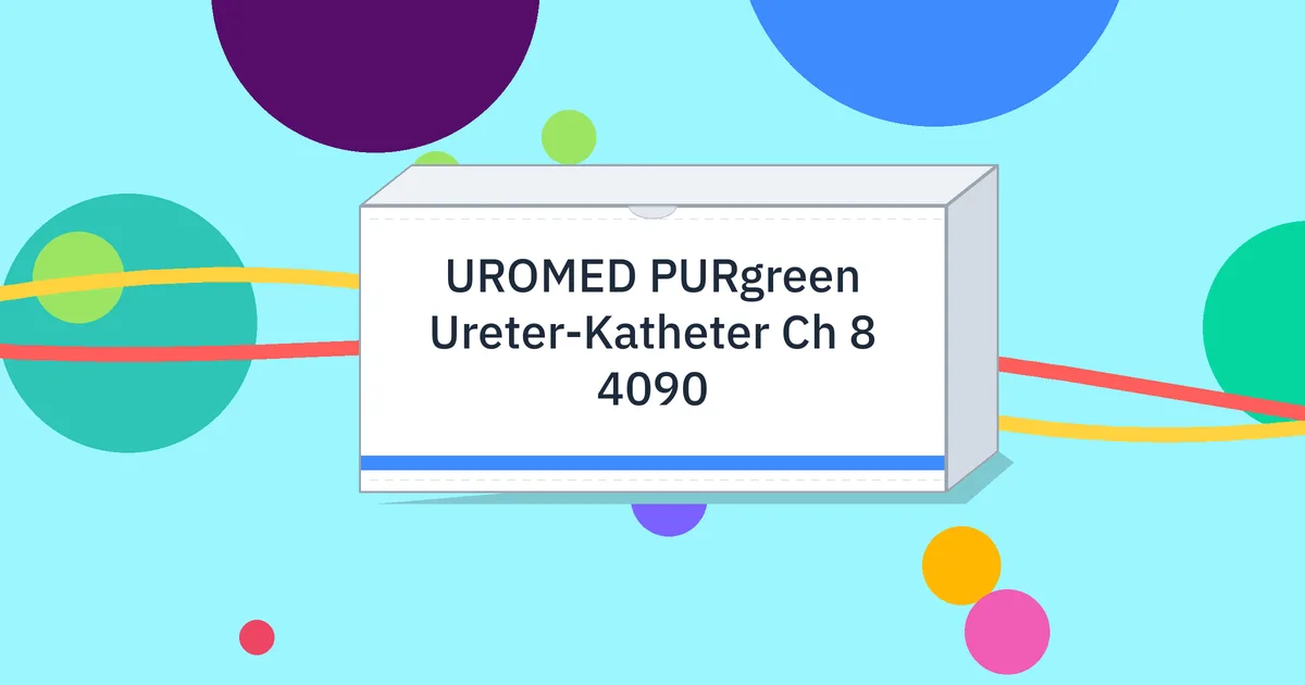 Symbolbild: Packung mit der Aufschrift UROMED PURgreen Ureter-Katheter Ch 8 4090 (PZN 01989668) – Verfügbarkeit und Bezug in Apotheken in Frankfurt am Main