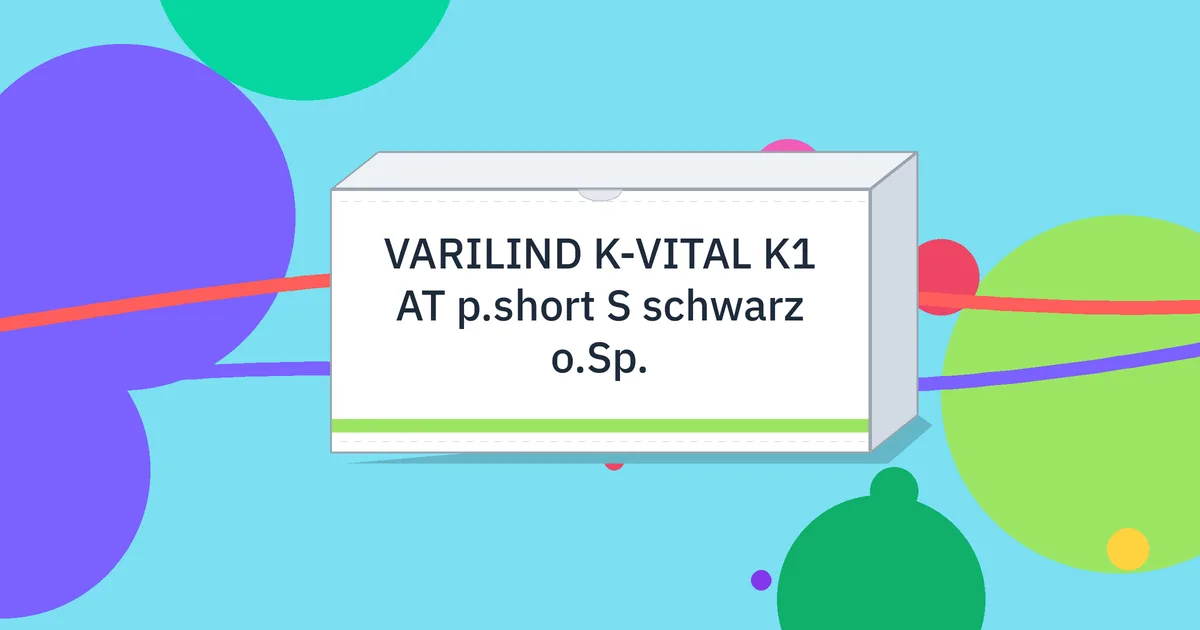Symbolbild: Packung mit der Aufschrift VARILIND K-VITAL K1 AT p.short S schwarz o.Sp. (PZN 20560586) – Verfügbarkeit und Bezug in Apotheken in Frankfurt am Main