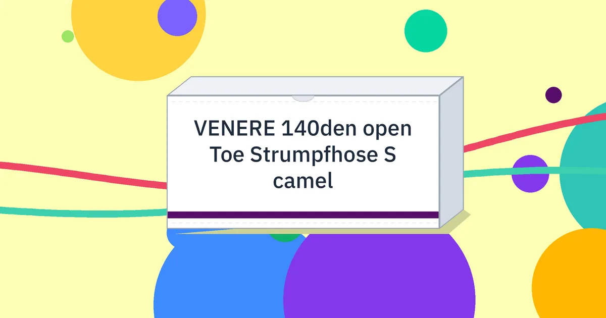 Symbolbild: Packung mit der Aufschrift VENERE 140den open Toe Strumpfhose S camel (PZN 16174015) – Verfügbarkeit und Bezug in Apotheken in Frankfurt am Main