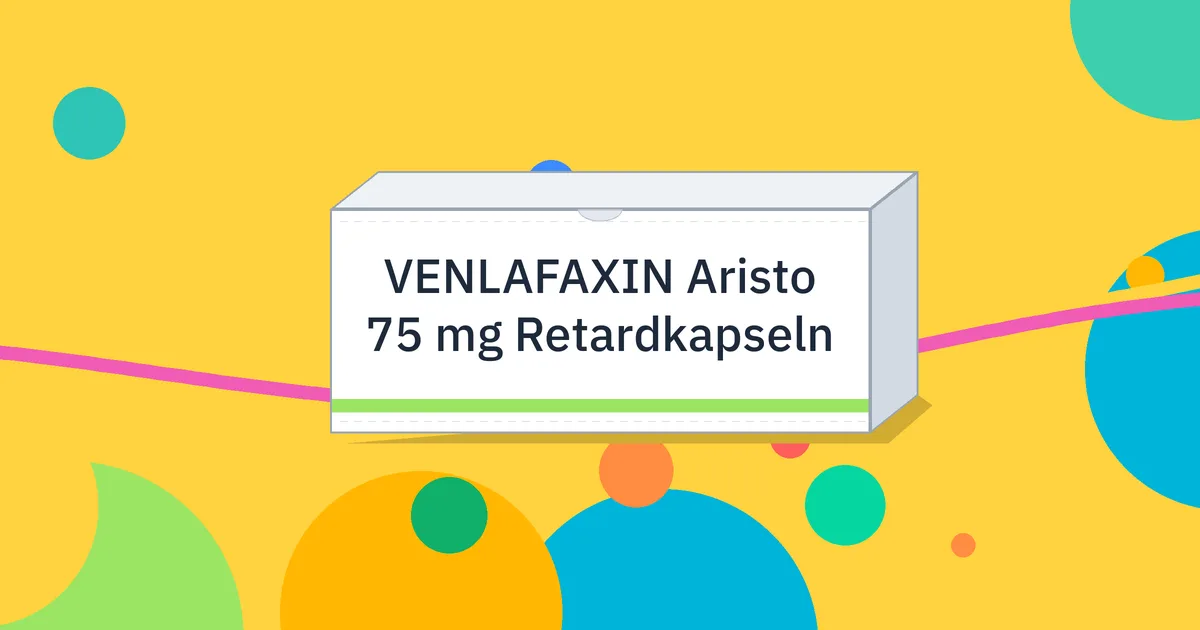 Symbolbild: Packung mit der Aufschrift VENLAFAXIN Aristo 75 mg Retardkapseln (PZN 11584576) – Verfügbarkeit und Bezug in Apotheken in Frankfurt am Main