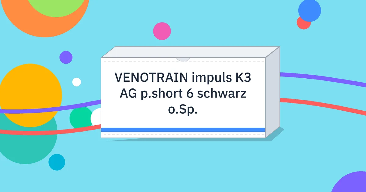 Symbolbild: Packung mit der Aufschrift VENOTRAIN impuls K3 AG p.short 6 schwarz o.Sp. (PZN 00505467) – Verfügbarkeit und Bezug in Apotheken in Frankfurt am Main