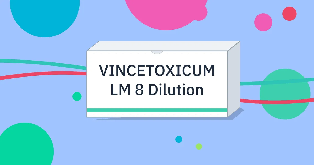 Symbolbild: Packung mit der Aufschrift VINCETOXICUM LM 8 Dilution (PZN 13274383) – Verfügbarkeit und Bezug in Apotheken in Frankfurt am Main