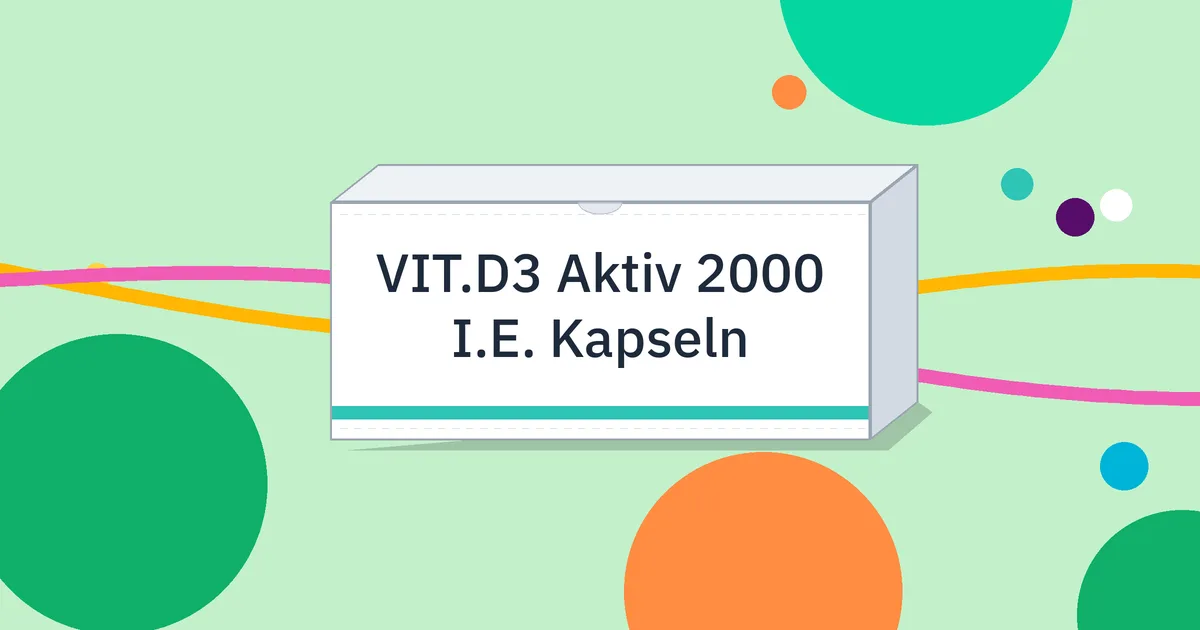 Symbolbild: Packung mit der Aufschrift VIT.D3 Aktiv 2000 I.E. Kapseln (PZN 11651516) – Verfügbarkeit und Bezug in Apotheken in Frankfurt am Main