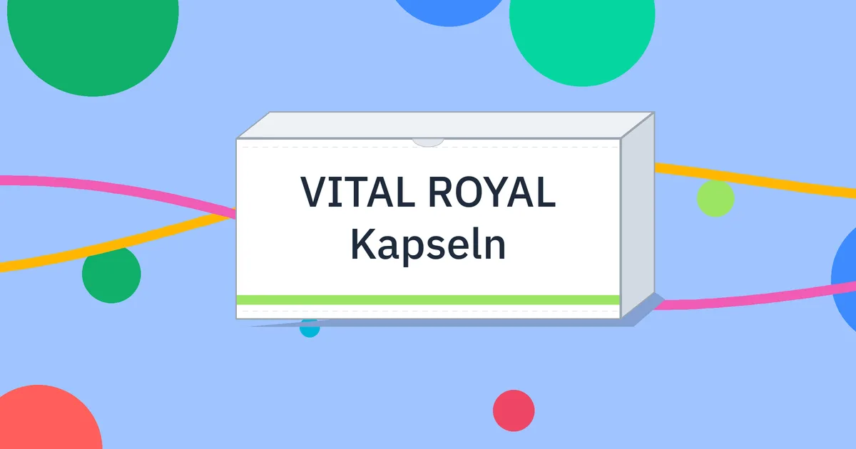 Symbolbild: Packung mit der Aufschrift VITAL ROYAL Kapseln (PZN 12469943) – Verfügbarkeit und Bezug in Apotheken in Frankfurt am Main
