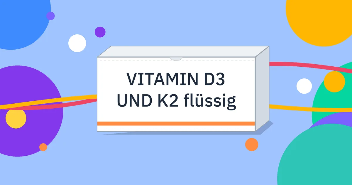 Symbolbild: Packung mit der Aufschrift VITAMIN D3 UND K2 flüssig (PZN 18427555) – Verfügbarkeit und Bezug in Apotheken in Frankfurt am Main