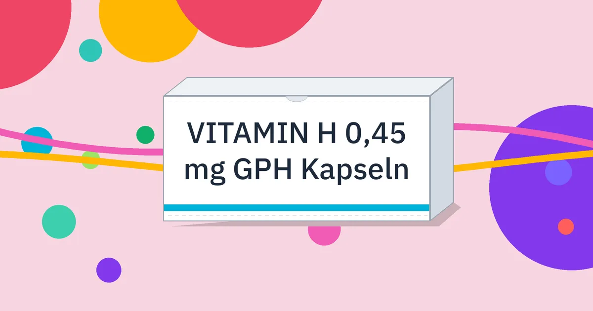 Symbolbild: Packung mit der Aufschrift VITAMIN H 0,45 mg GPH Kapseln (PZN 09749627) – Verfügbarkeit und Bezug in Apotheken in Frankfurt am Main