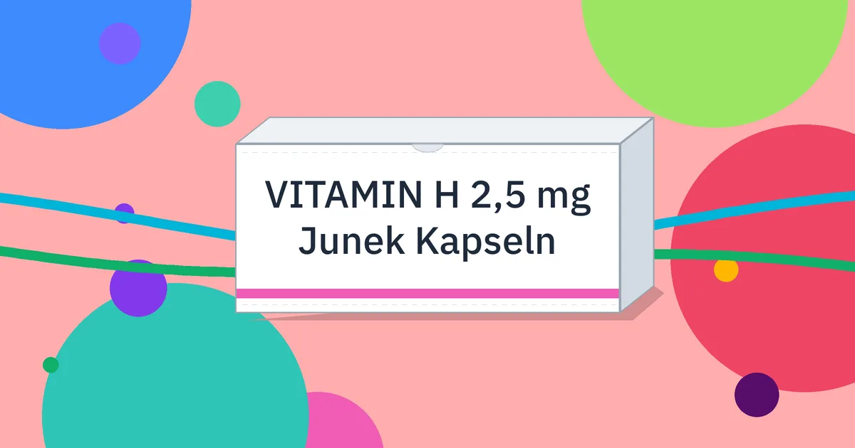 Symbolbild: Packung mit der Aufschrift VITAMIN H 2,5 mg Junek Kapseln (PZN 10335859) – Verfügbarkeit und Bezug in Apotheken in Frankfurt am Main
