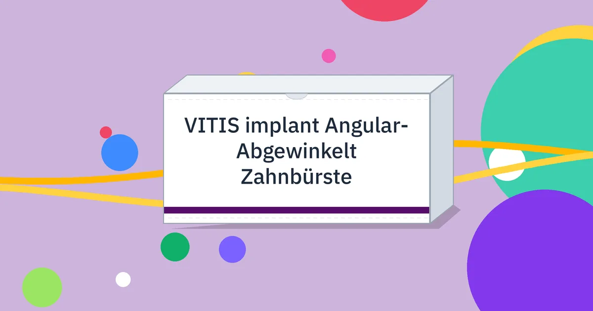 Symbolbild: Packung mit der Aufschrift VITIS implant Angular-Abgewinkelt Zahnbürste (PZN 09426077) – Verfügbarkeit und Bezug in Apotheken in Frankfurt am Main