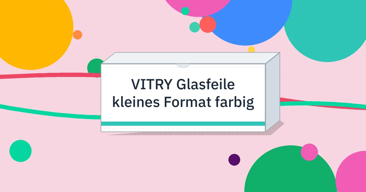 Symbolbild: Packung mit der Aufschrift VITRY Glasfeile kleines Format farbig (PZN 05101556) – Verfügbarkeit und Bezug in Apotheken in Frankfurt am Main