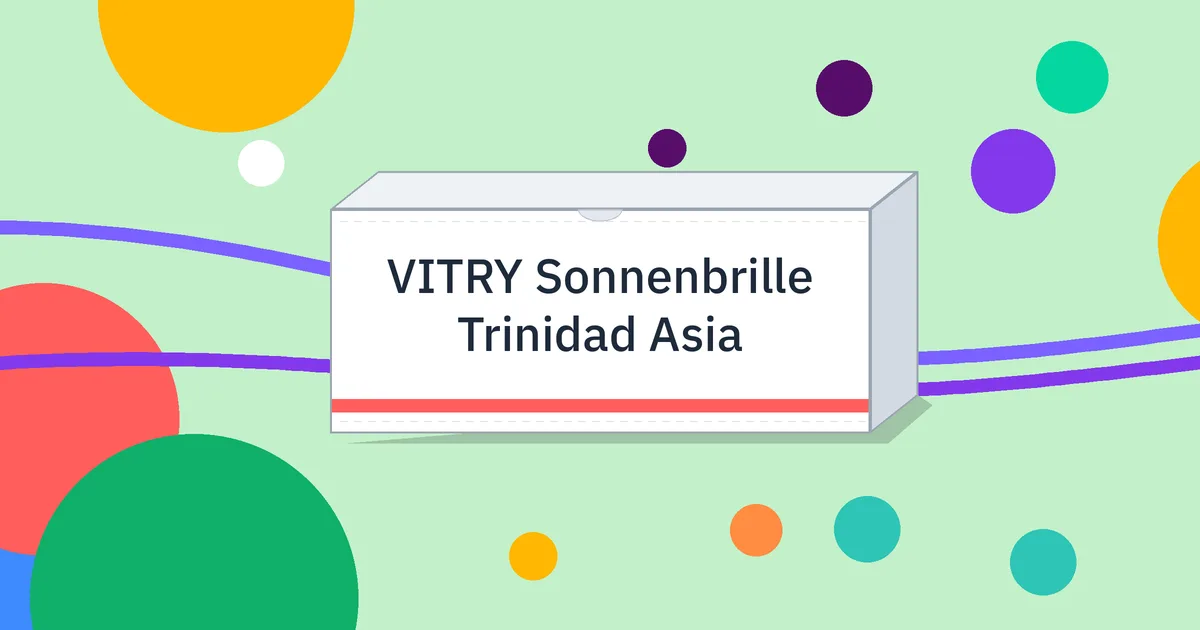 Symbolbild: Packung mit der Aufschrift VITRY Sonnenbrille Trinidad Asia (PZN 18452613) – Verfügbarkeit und Bezug in Apotheken in Frankfurt am Main