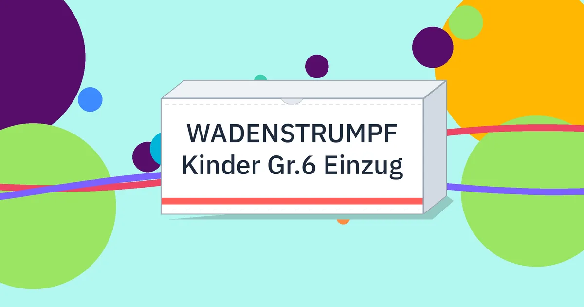 Symbolbild: Packung mit der Aufschrift WADENSTRUMPF Kinder Gr.6 Einzug (PZN 01738535) – Verfügbarkeit und Bezug in Apotheken in Frankfurt am Main