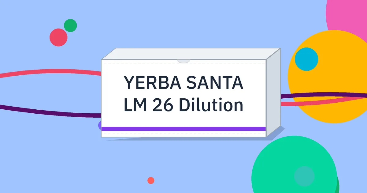 Symbolbild: Packung mit der Aufschrift YERBA SANTA LM 26 Dilution (PZN 13285435) – Verfügbarkeit und Bezug in Apotheken in Frankfurt am Main