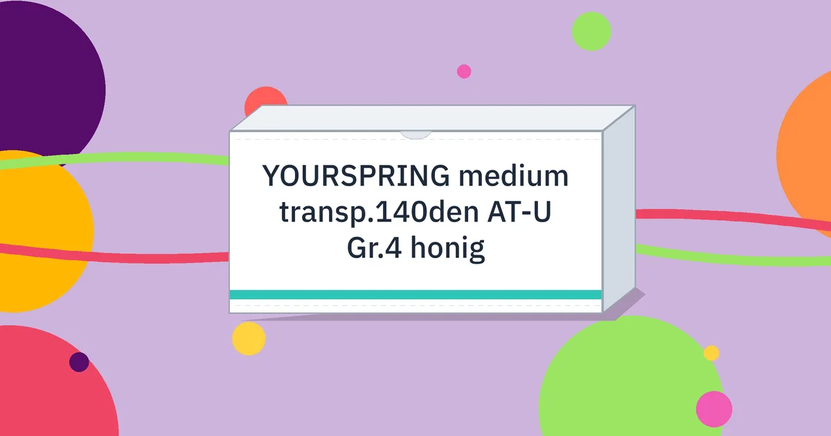 Symbolbild: Packung mit der Aufschrift YOURSPRING medium transp.140den AT-U Gr.4 honig (PZN 18057578) – Verfügbarkeit und Bezug in Apotheken in Frankfurt am Main