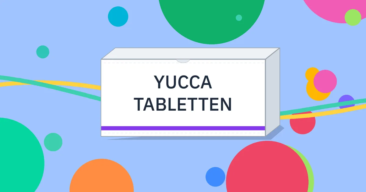Symbolbild: Packung mit der Aufschrift YUCCA TABLETTEN (PZN 10838626) – Verfügbarkeit und Bezug in Apotheken in Frankfurt am Main