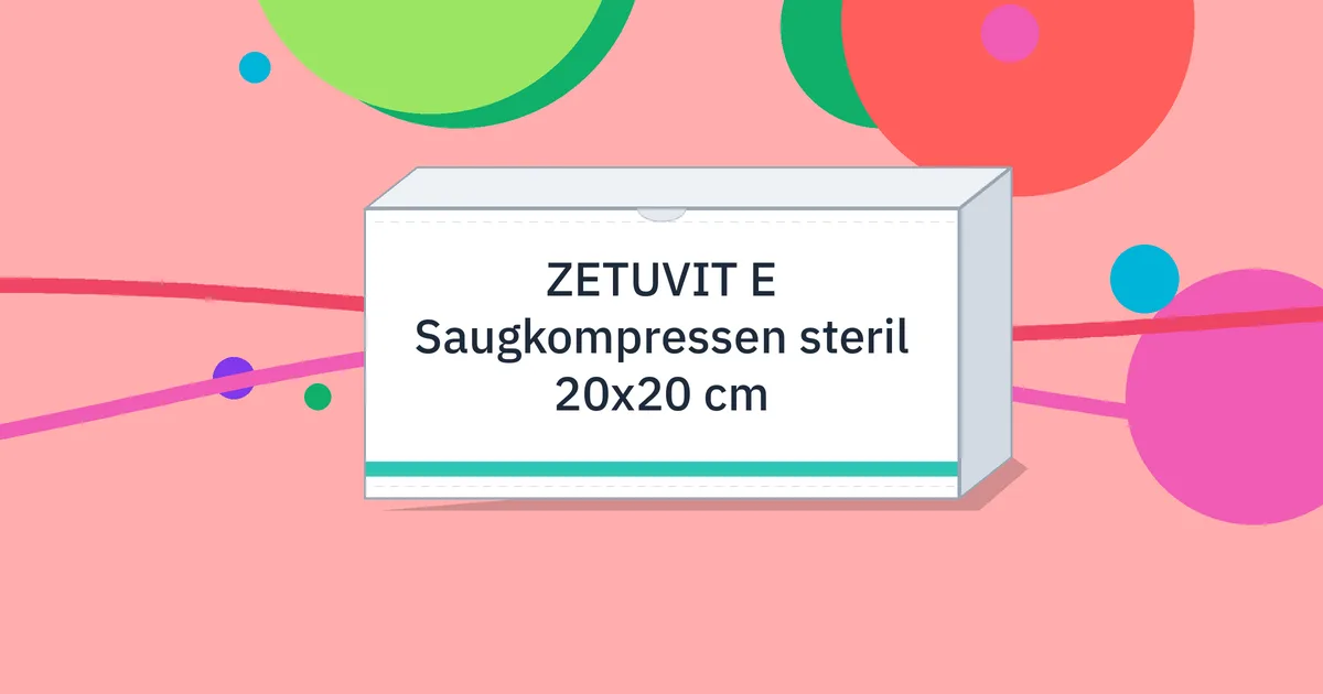 Symbolbild: Packung mit der Aufschrift ZETUVIT E Saugkompressen steril 20x20 cm (PZN 18470077) – Verfügbarkeit und Bezug in Apotheken in Frankfurt am Main