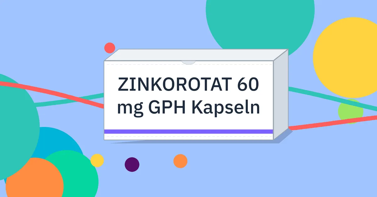 Symbolbild: Packung mit der Aufschrift ZINKOROTAT 60 mg GPH Kapseln (PZN 11075082) – Verfügbarkeit und Bezug in Apotheken in Frankfurt am Main