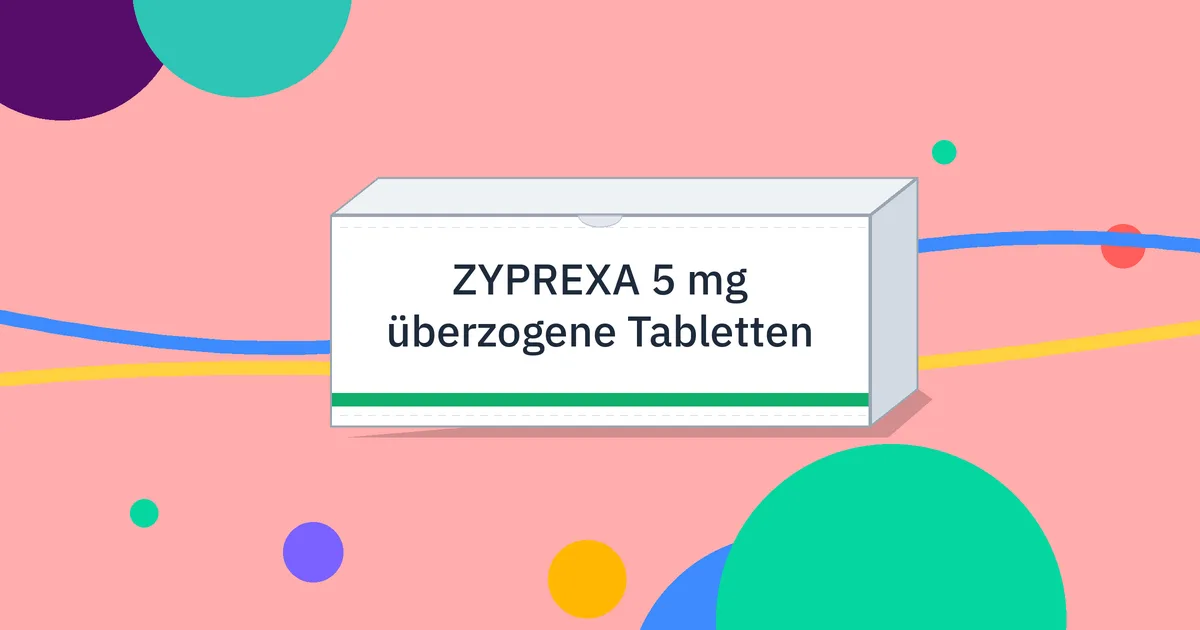 Symbolbild: Packung mit der Aufschrift ZYPREXA 5 mg überzogene Tabletten (PZN 04054429) – Verfügbarkeit und Bezug in Apotheken in Frankfurt am Main