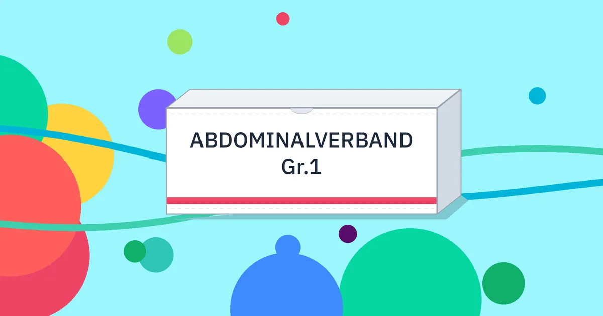 Symbolbild: Packung mit der Aufschrift ABDOMINALVERBAND Gr.1 (PZN 07094412) – Verfügbarkeit und Bezug in Apotheken in Frankfurt am Main