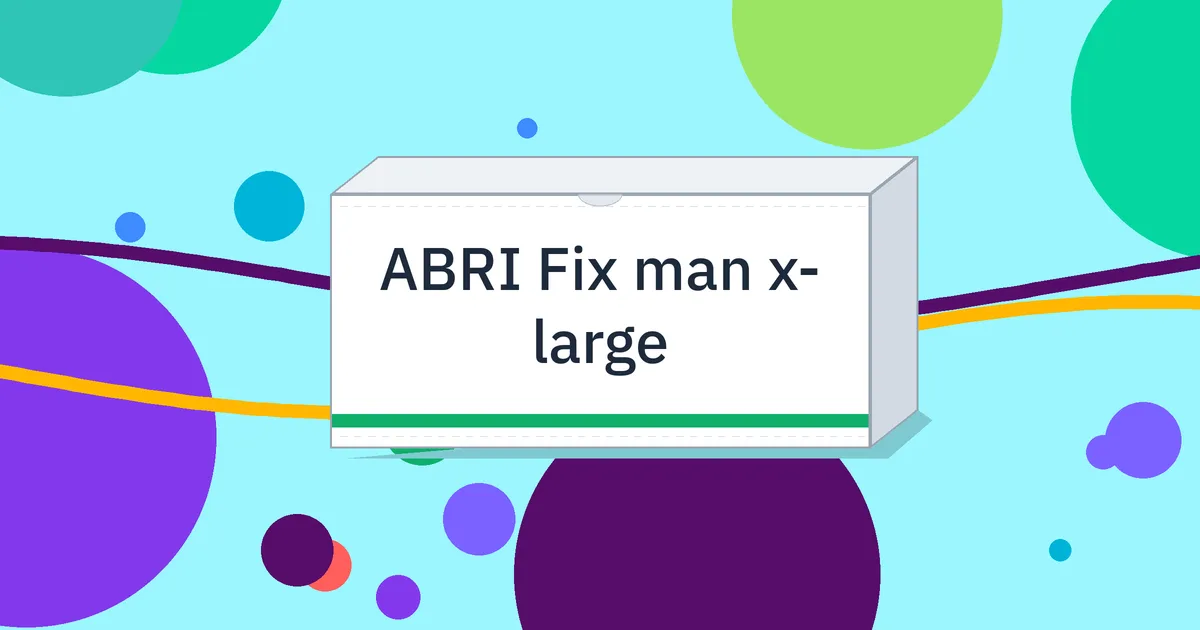 Symbolbild: Packung mit der Aufschrift ABRI Fix man x-large (PZN 05561275) – Verfügbarkeit und Bezug in Apotheken in Frankfurt am Main