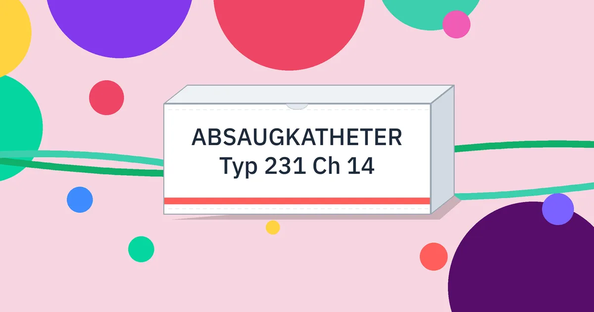 Symbolbild: Packung mit der Aufschrift ABSAUGKATHETER Typ 231 Ch 14 (PZN 07489168) – Verfügbarkeit und Bezug in Apotheken in Frankfurt am Main
