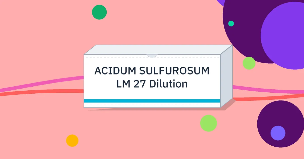 Symbolbild: Packung mit der Aufschrift ACIDUM SULFUROSUM LM 27 Dilution (PZN 13285145) – Verfügbarkeit und Bezug in Apotheken in Frankfurt am Main