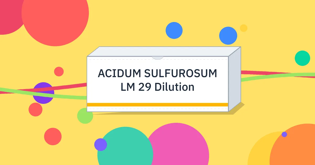 Symbolbild: Packung mit der Aufschrift ACIDUM SULFUROSUM LM 29 Dilution (PZN 13285205) – Verfügbarkeit und Bezug in Apotheken in Frankfurt am Main