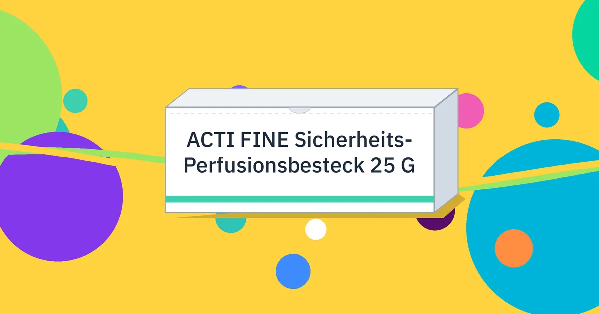 Symbolbild: Packung mit der Aufschrift ACTI FINE Sicherheits-Perfusionsbesteck 25 G (PZN 12668795) – Verfügbarkeit und Bezug in Apotheken in Frankfurt am Main